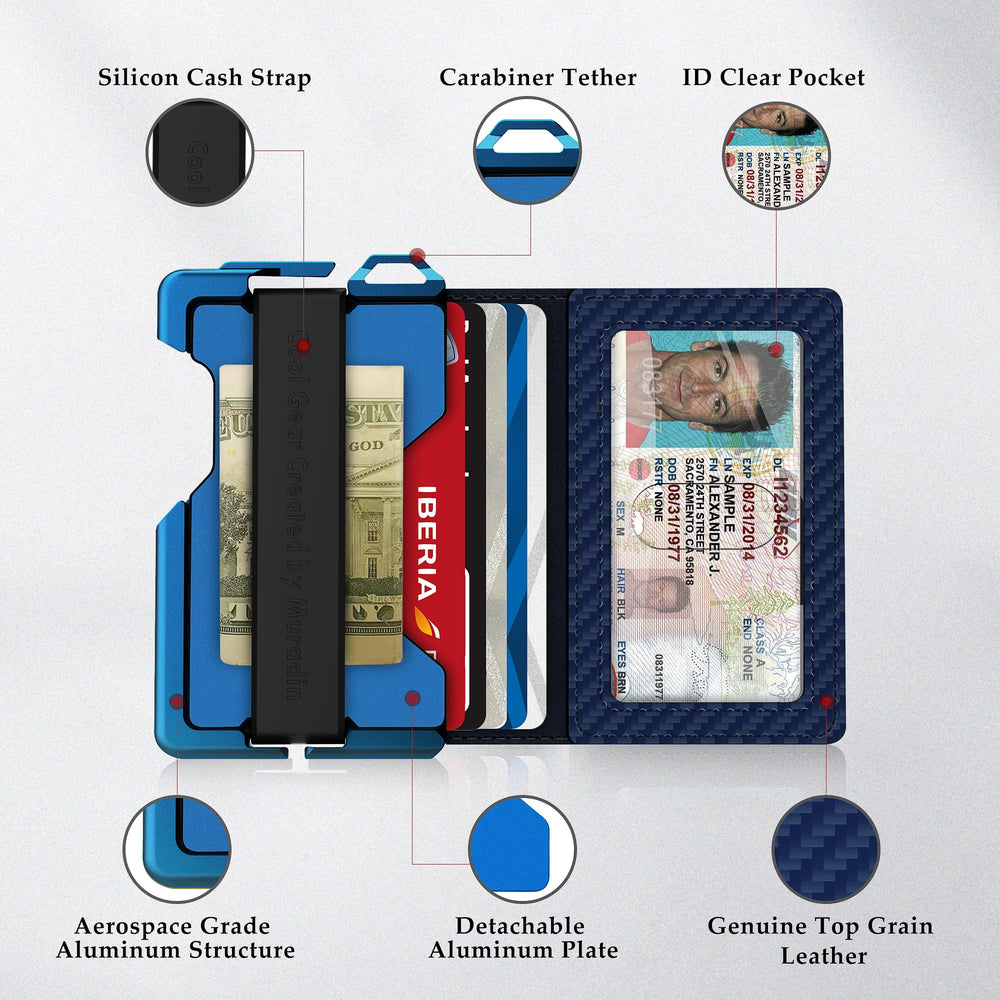 Aluminum Metal Card Holder Wallet for Men - H01 Carbon Fiber Pattern