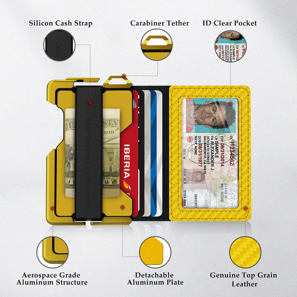 Aluminum Metal Card Holder Wallet for Men - H01 Carbon Fiber Pattern