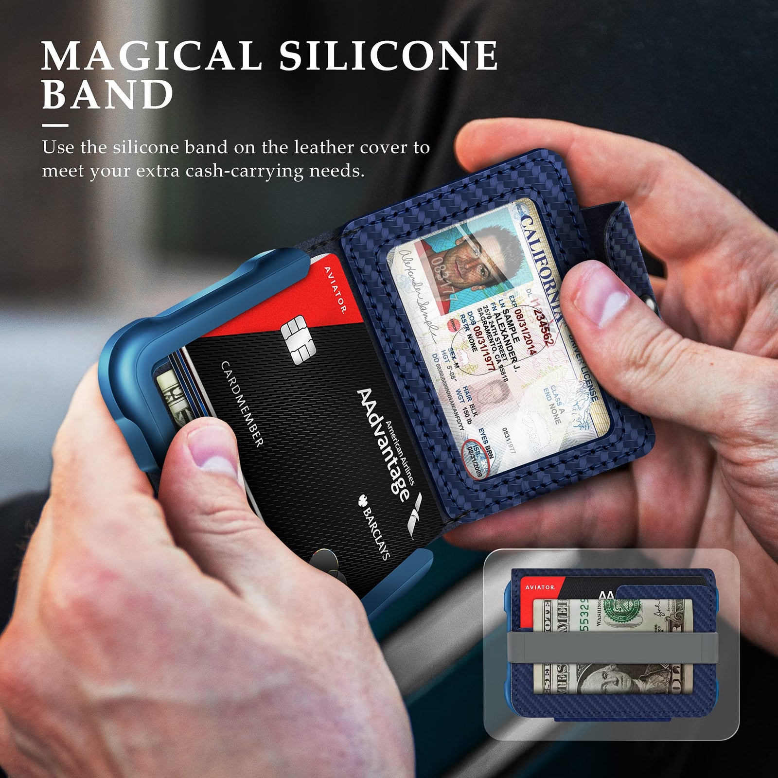 Aluminum Minimalist Slim Card Wallet - Carbon Fiber